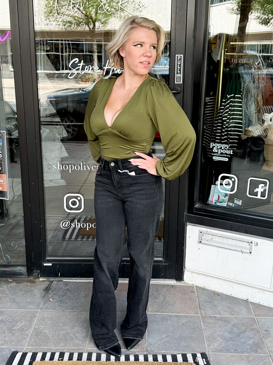 The Jamie Bodysuit in Olive – Olive and Rose Boutique